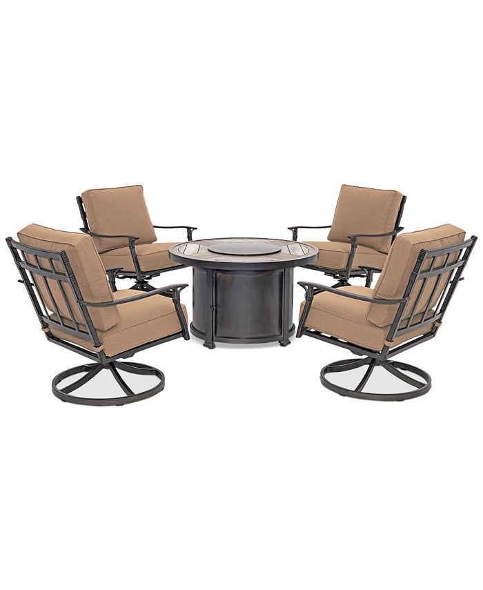 Agio Lexington Outdoor 5-Pc. Chat Set (1 Fire Pit & 4 Swivel Rocker ...