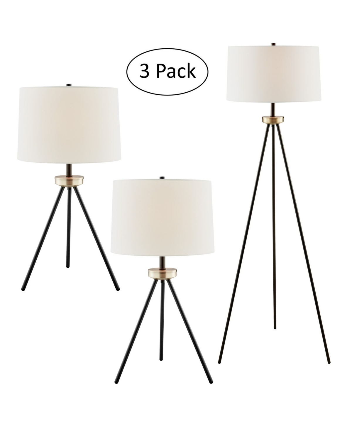 Click here for Tullio Lamp Set  3 Piece - Black  Gold-tone prices
