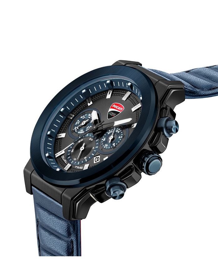 Ducati Corse Men's Campione Multifunction Blue Genuine Leather Strap ...