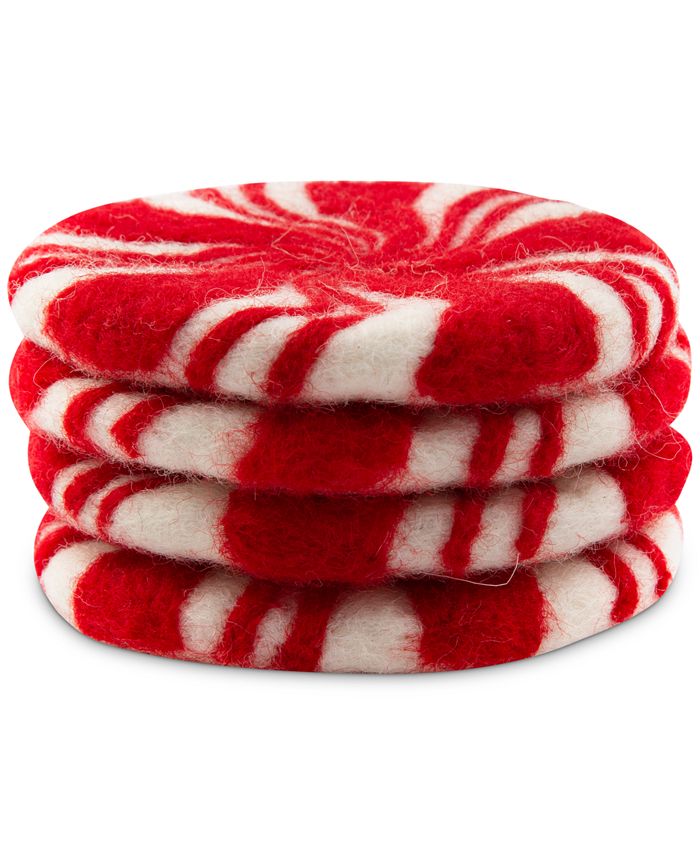 Thirstystone Felted Wool Peppermint Twist Coasters, Set of 4 - Macy's