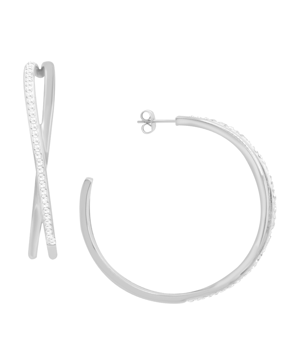Click here for And Now This Criss Cross Clear Crystal C Hoop Earr... prices
