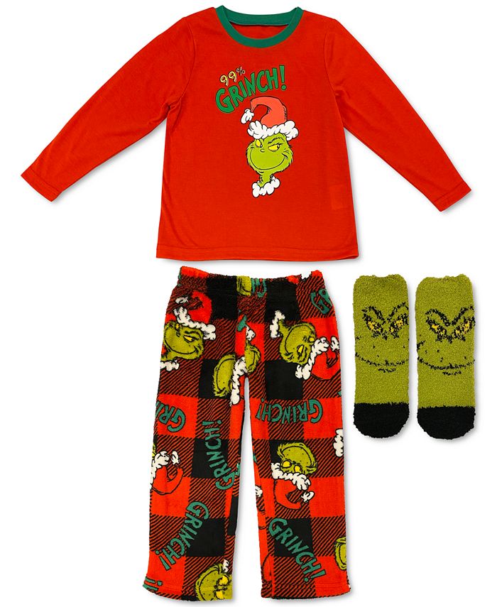 The Grinch Matching Toddler Girls 3-Pc. Grinch Family Pajama Set - Macy's