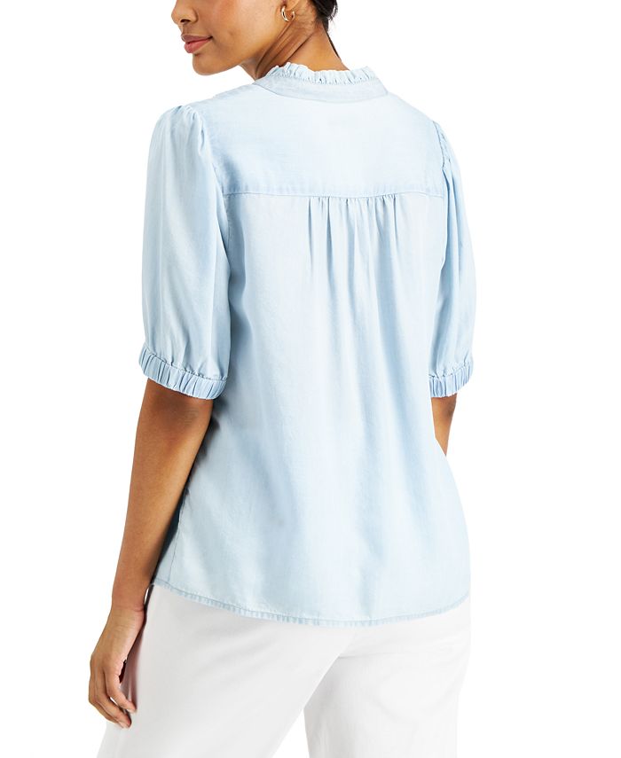 Charter Club Elbow Sleeve Chambray Top Created For Macys Macys