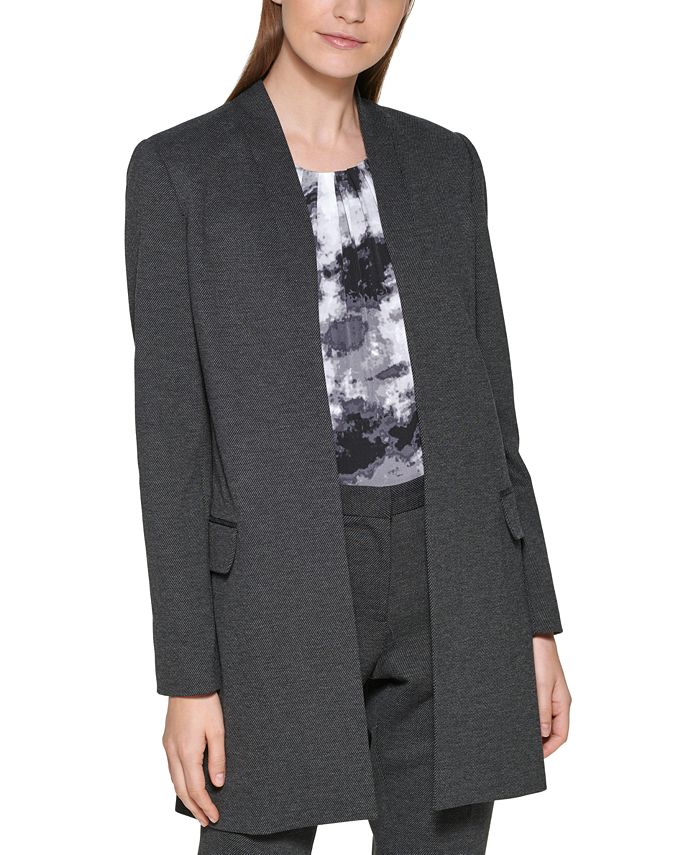 Calvin Klein Long Open Front Blazer - Macy's