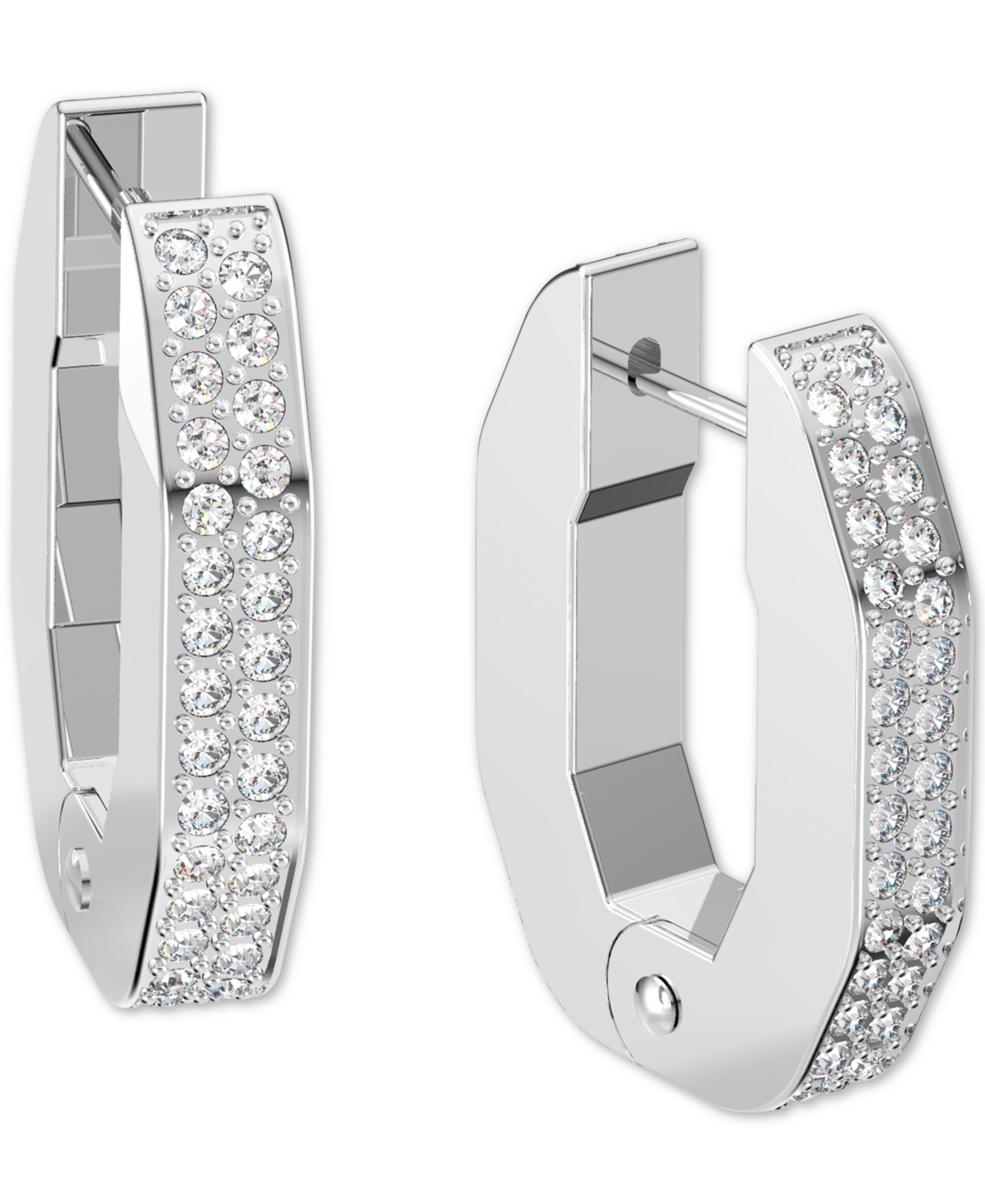 Click here for Swarovski Silver-Tone Crystal Small Octagon Hoop E... prices