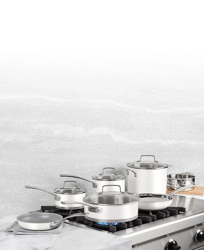 Cuisinart 11-Pc. Stainless Steel Matte White Cookware Set - Macy's