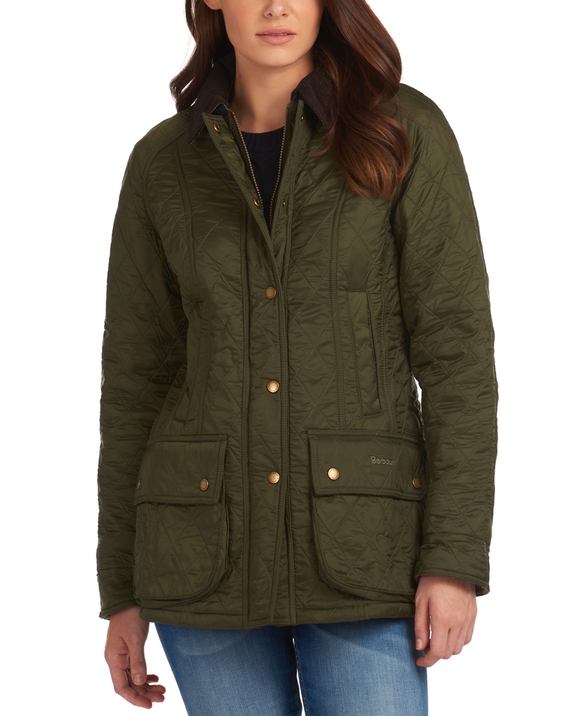Click here for Barbour Womens Beadnell Polarquilt Coat - Olive prices
