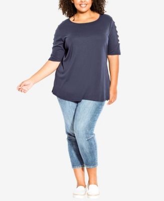 Plus Size Caged Sleeve Top - Macy's