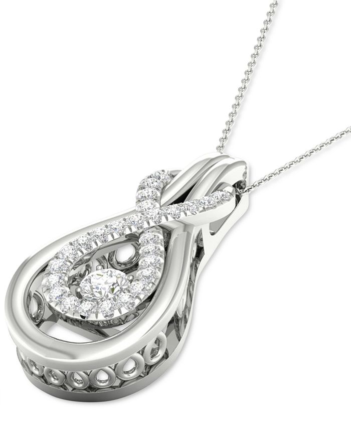 Twinkling Diamond Star Diamond Infinity Teardrop 18" Pendant Necklace ...