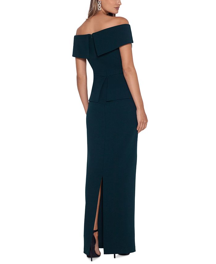 XSCAPE Off-The-Shoulder Peplum Gown - Macy's