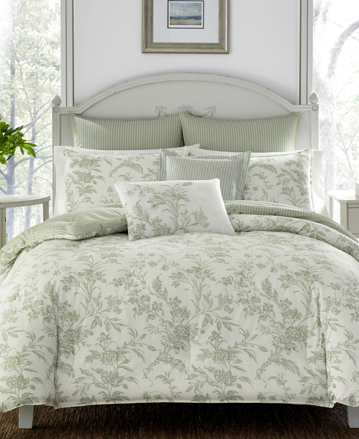 Laura Ashley Natalie 7-Pc. Duvet Cover Set  Full/Queen - Sage