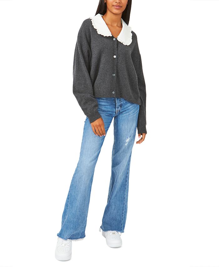 Riley & Rae Ruffled-Collar Oversized Cardigan Sweater, Created for Macy ...