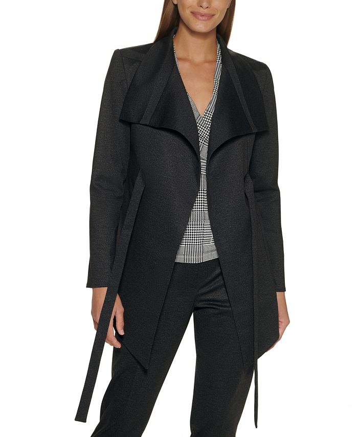 DKNY Ponte-Knit Belted Topper Jacket & Reviews - Jackets & Blazers ...