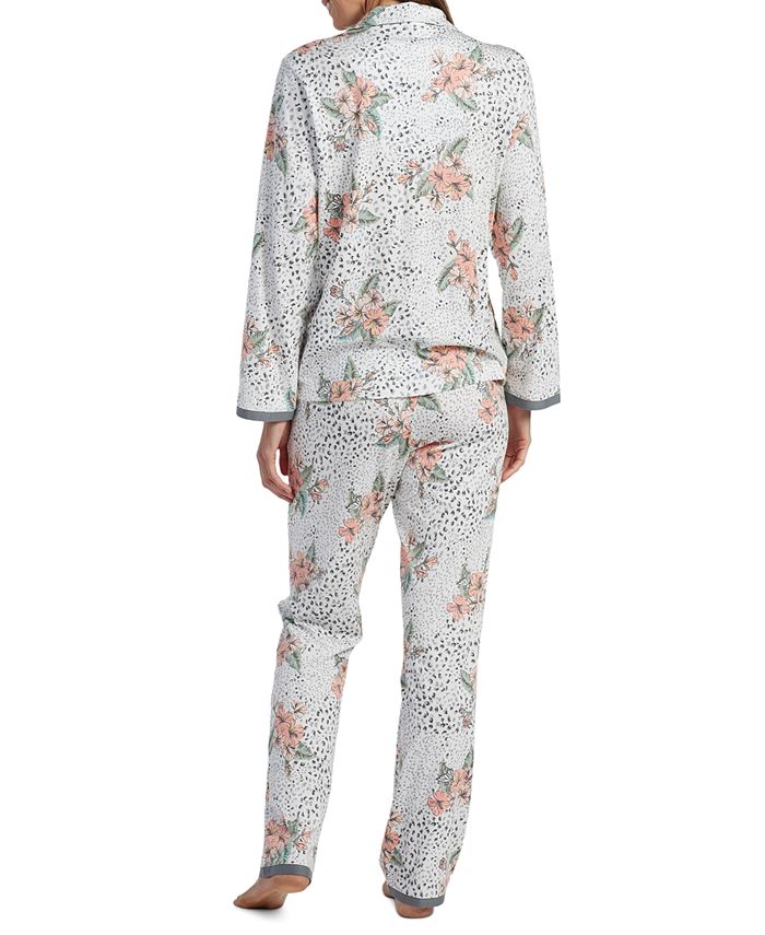Miss Elaine Printed Notch Collar Pajama Set Macys