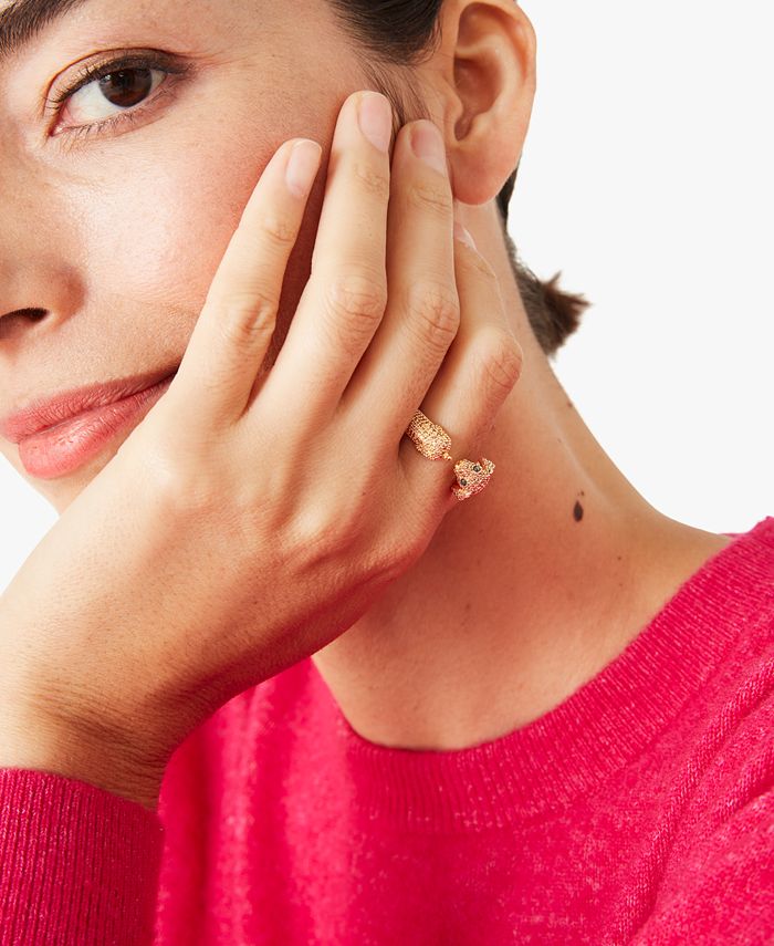kate spade new york Gold-Tone Pavé Snake Wrap Ring - Macy's