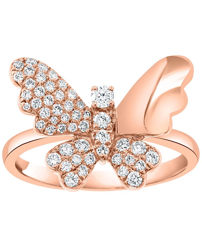 EFFY Collection EFFY® Diamond Butterfly Ring (1/2 ct. t.w.) in 14k Rose ...