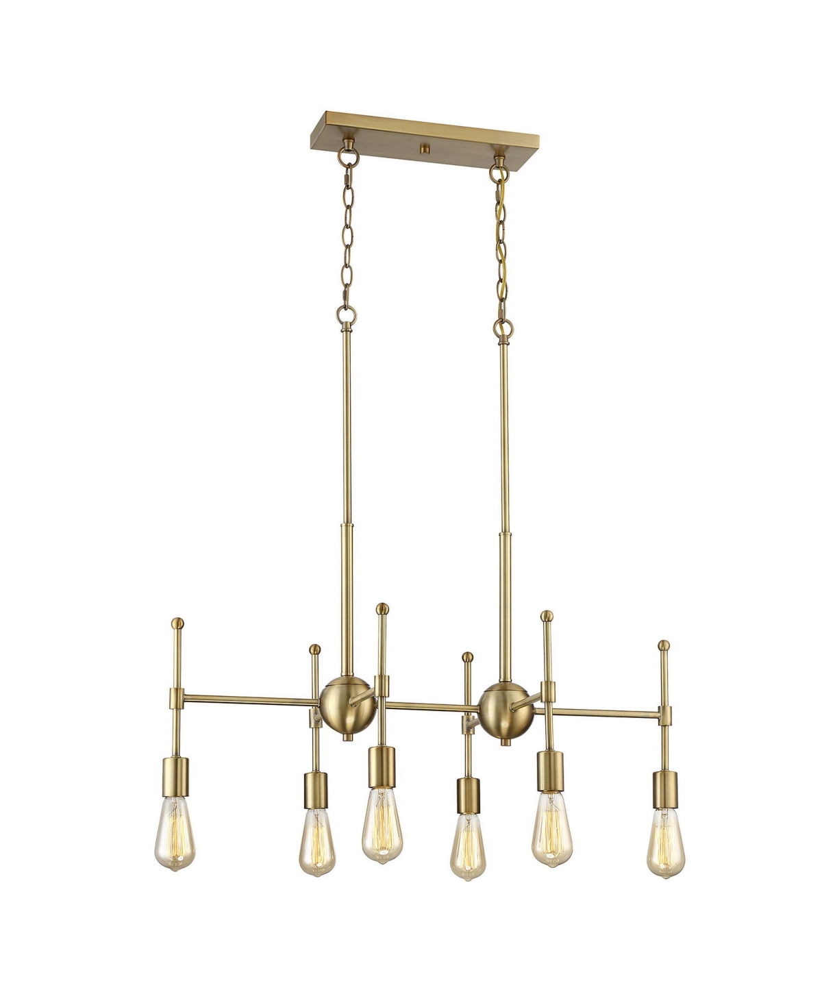 Meridian Lighting Geometric 6-light Linear Chandelier In Natural Brass ...