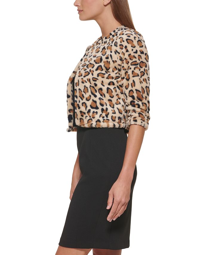 Calvin Klein Animal-Print Fleece Shrug & Reviews - Jackets & Blazers - Women - Macy's