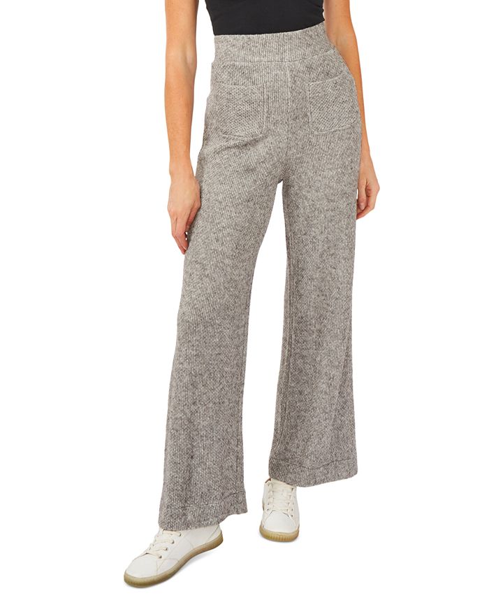 CeCe Petite Ribbed-Knit Wide-Leg Pants - Macy's
