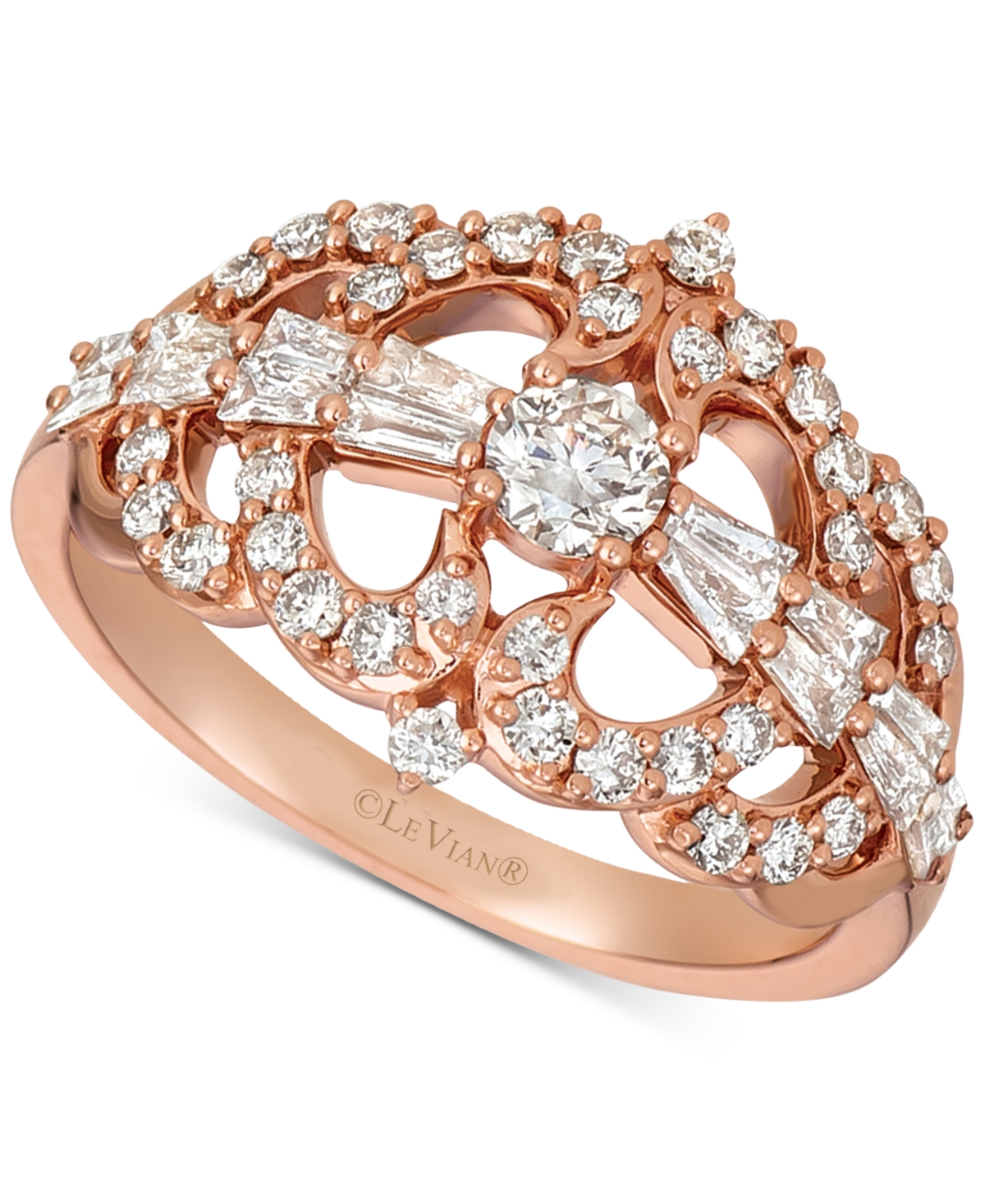 Click here for Le Vian Nude Diamond Round & Baguette Cluster Ring... prices