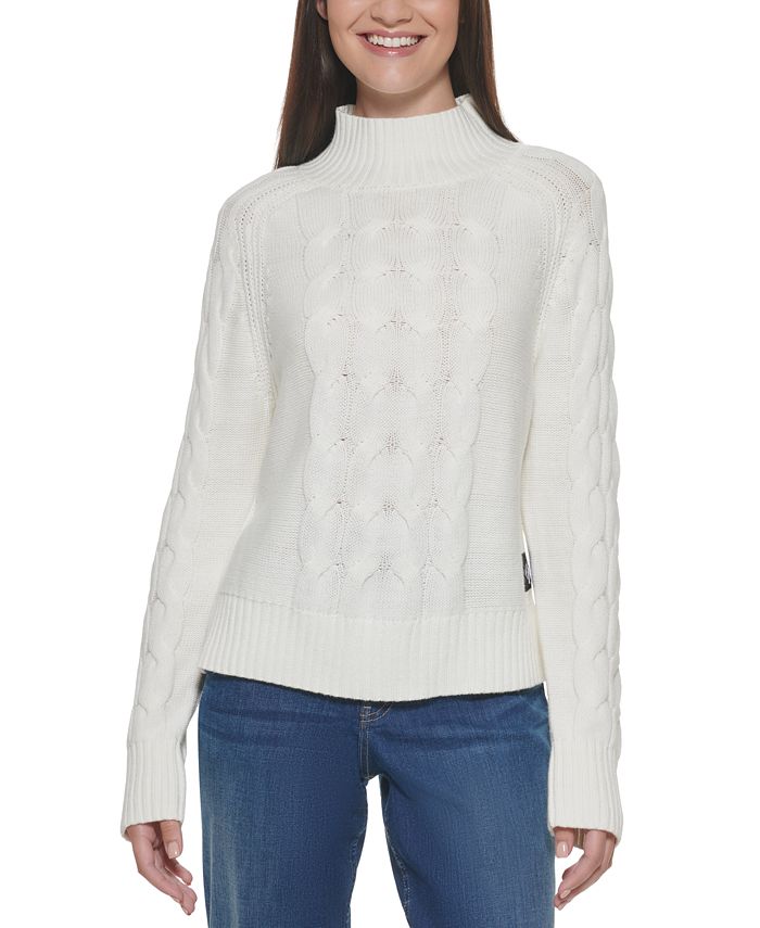 Calvin Klein Jeans Mock Neck Cable Knit Sweater Macys