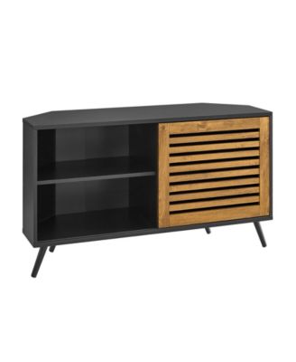 Modern Boho Sliding Slat Door Corner TV Stand for TVs up to 50" - Macy's