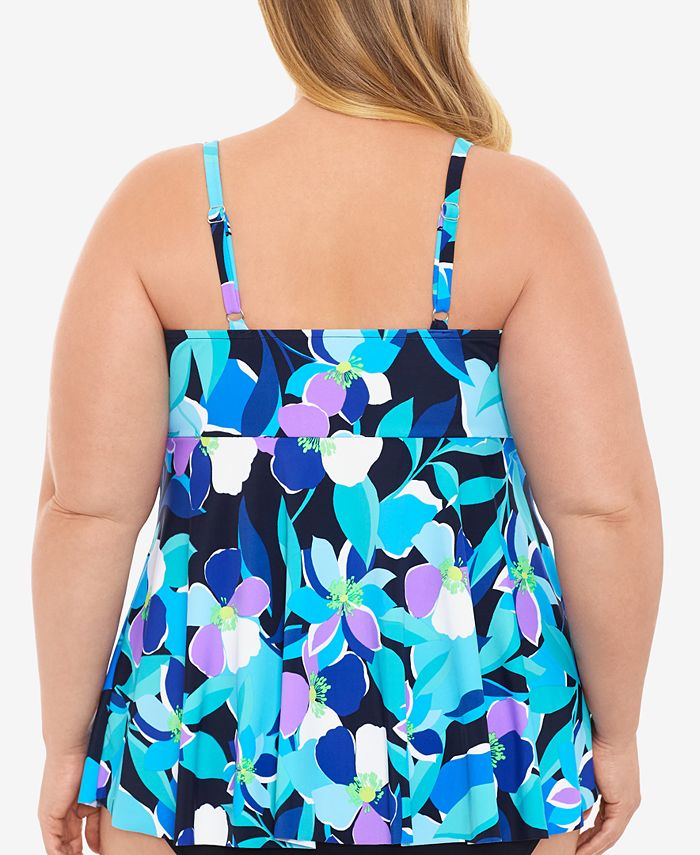 Swim Solutions Plus Size V Neck Underwire Tankini Top Created For Macy