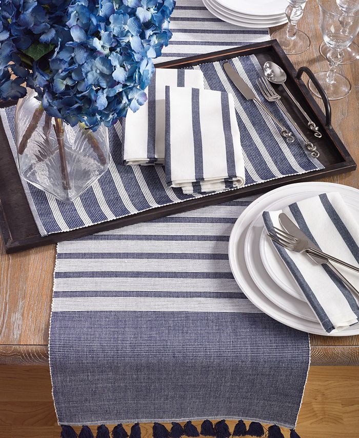 Saro Lifestyle Ribbed Table Runner with Tassel Design, 108" x 16" - Macy's