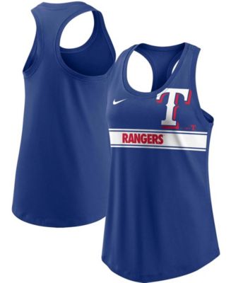 Women's Royal Texas Rangers Cropped Logo Performance Racer back Tank ...