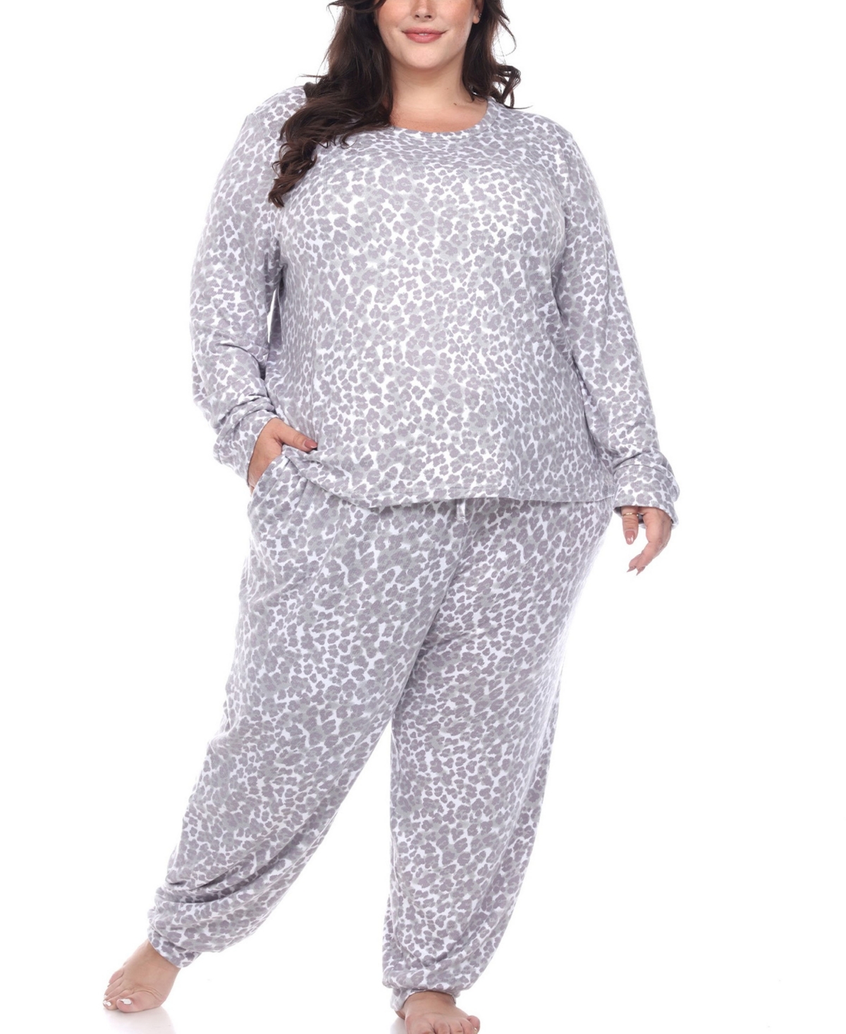 Click here for White Mark Plus Size Leopard Lounge Set  2-Piece -... prices