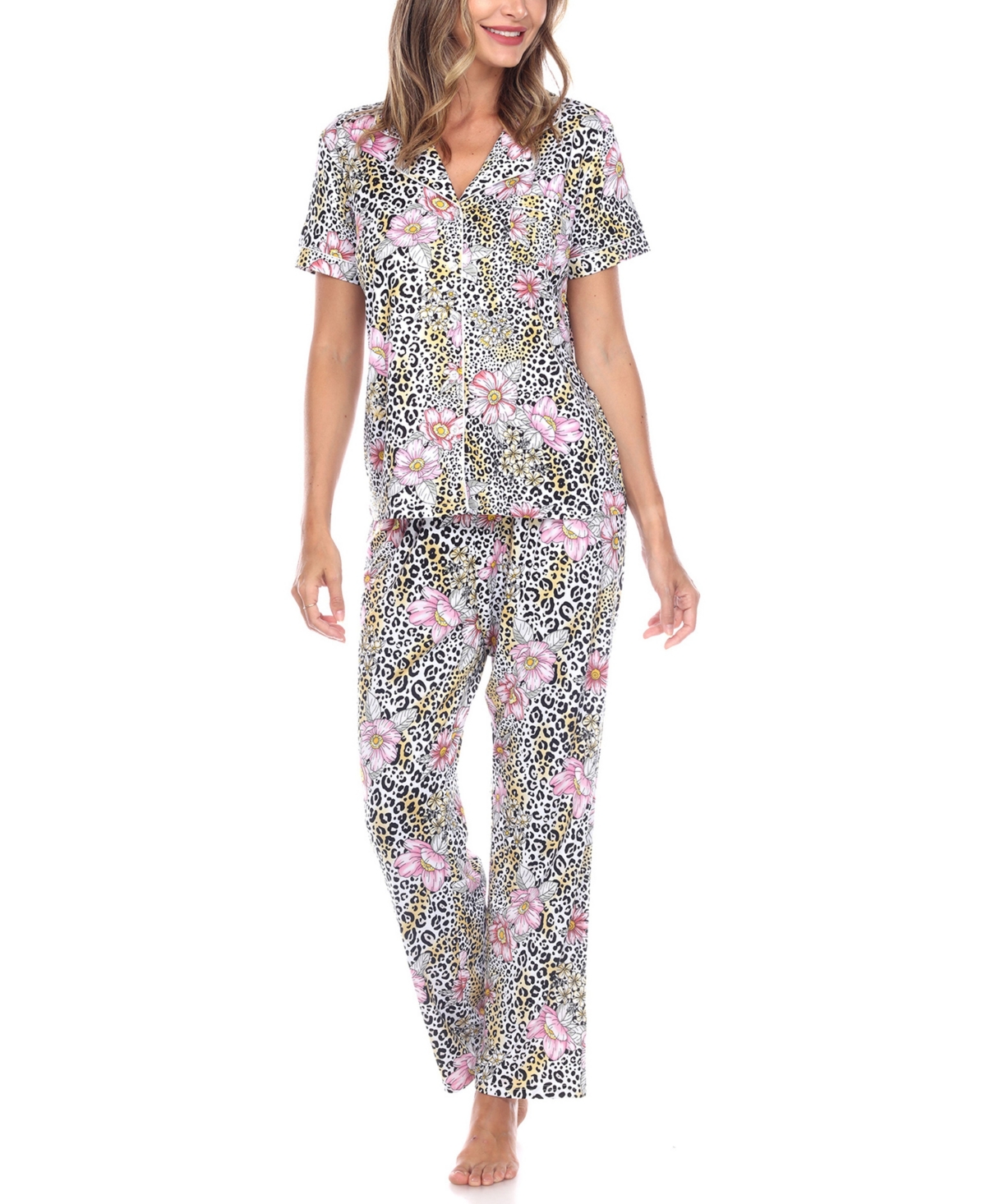 Click here for Womens White Mark 2pc. Leopard Floral Pajama Set prices