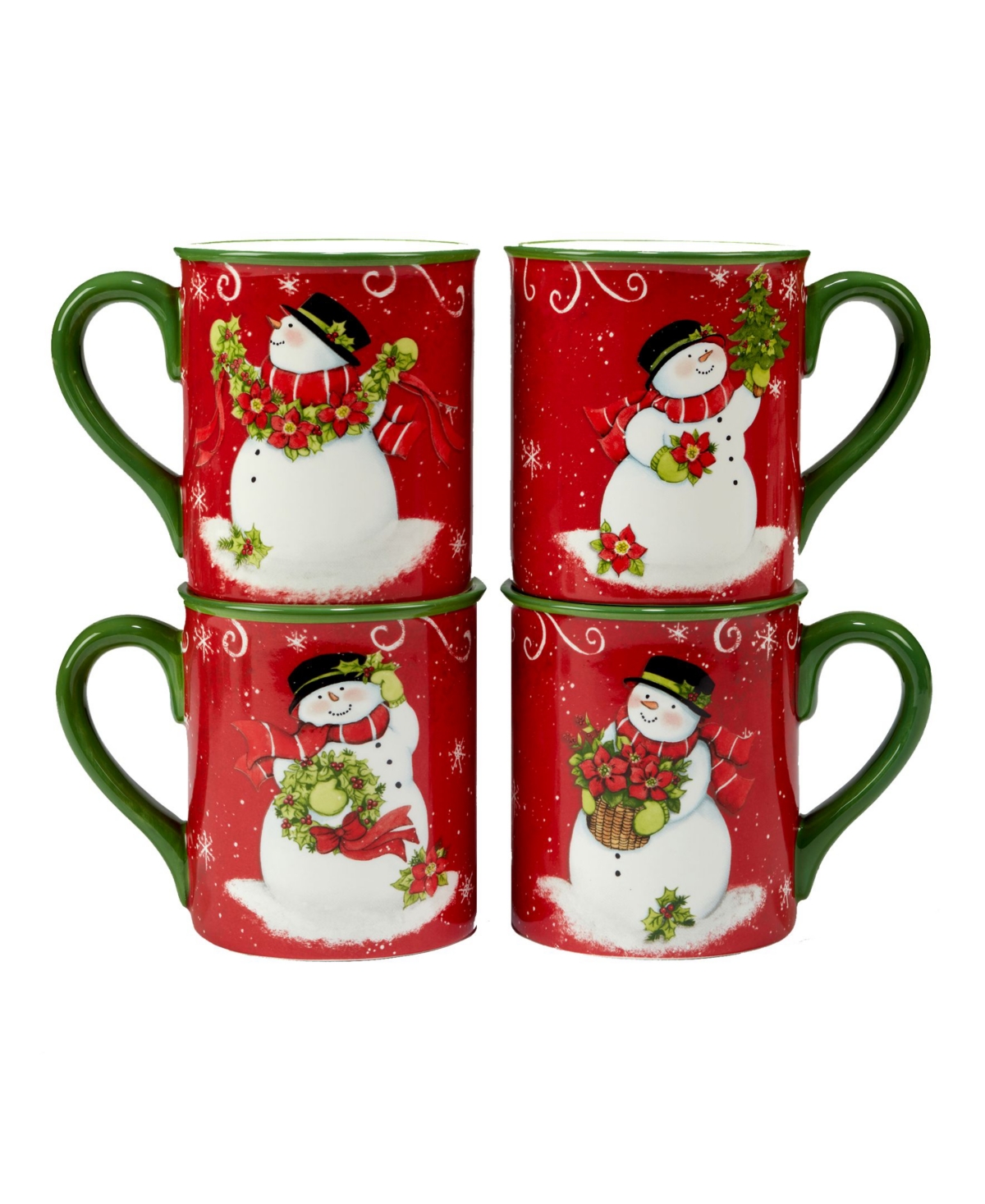Click here for Holiday Magic Snowman 4 Piece Mug Set - Red  Green... prices