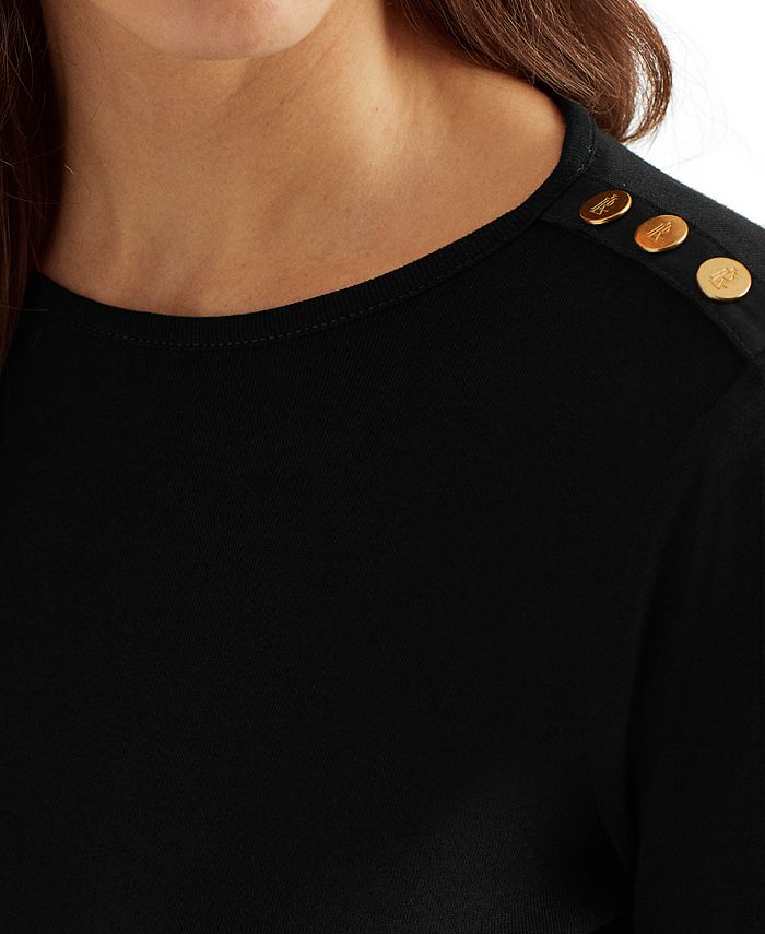 Lauren Ralph Lauren Long-Sleeve Button-Shoulder Top & Reviews - Tops ...