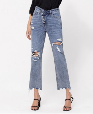 Women's Criss Cross Button Up Boyfriend Jeans - Macy's
