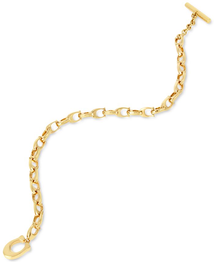COACH Gold-Tone Signature C-Chain Link Bracelet - Macy's