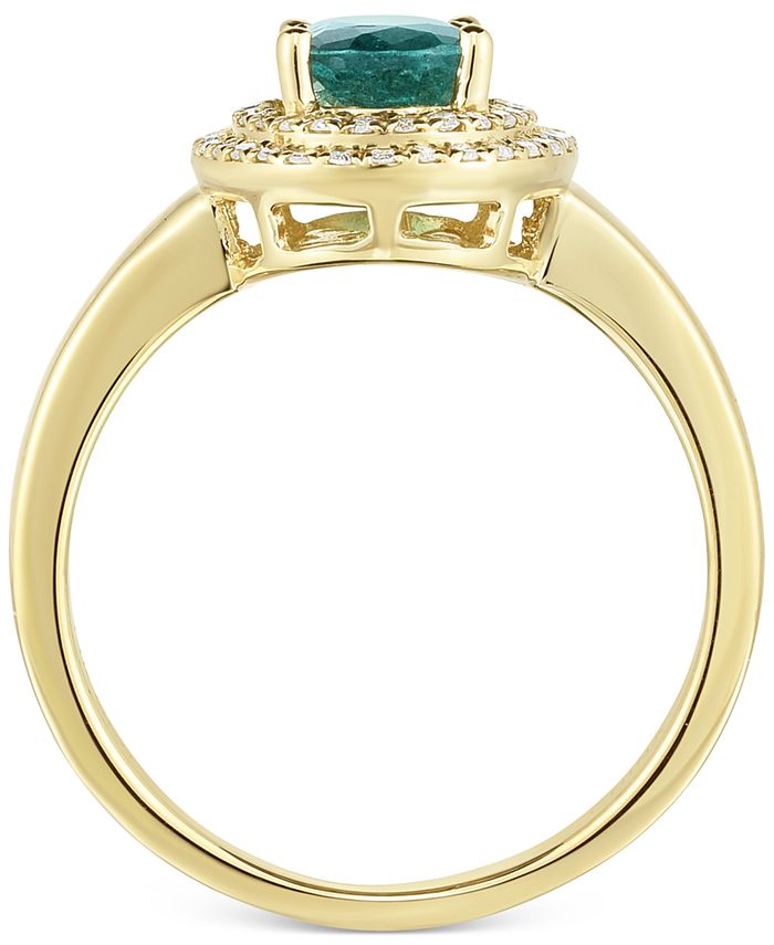 Macy's Emerald (1-1/8 ct. t.w.) & Diamond (1/5 ct. t.w.) Double Halo ...