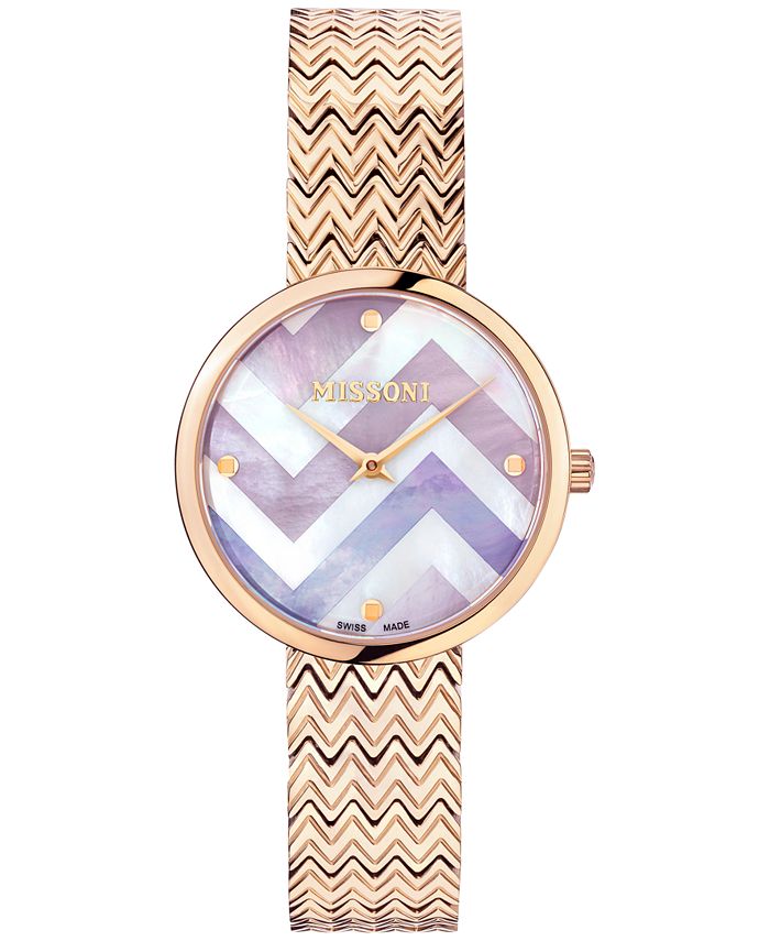 Missoni Women's Swiss M1 Rose Gold Ion Plated Stainless Steel Bracelet ...