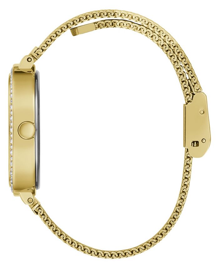 GUESS Women's Gold-Tone Stainless Steel Mesh Bracelet Watch 32mm - Macy's