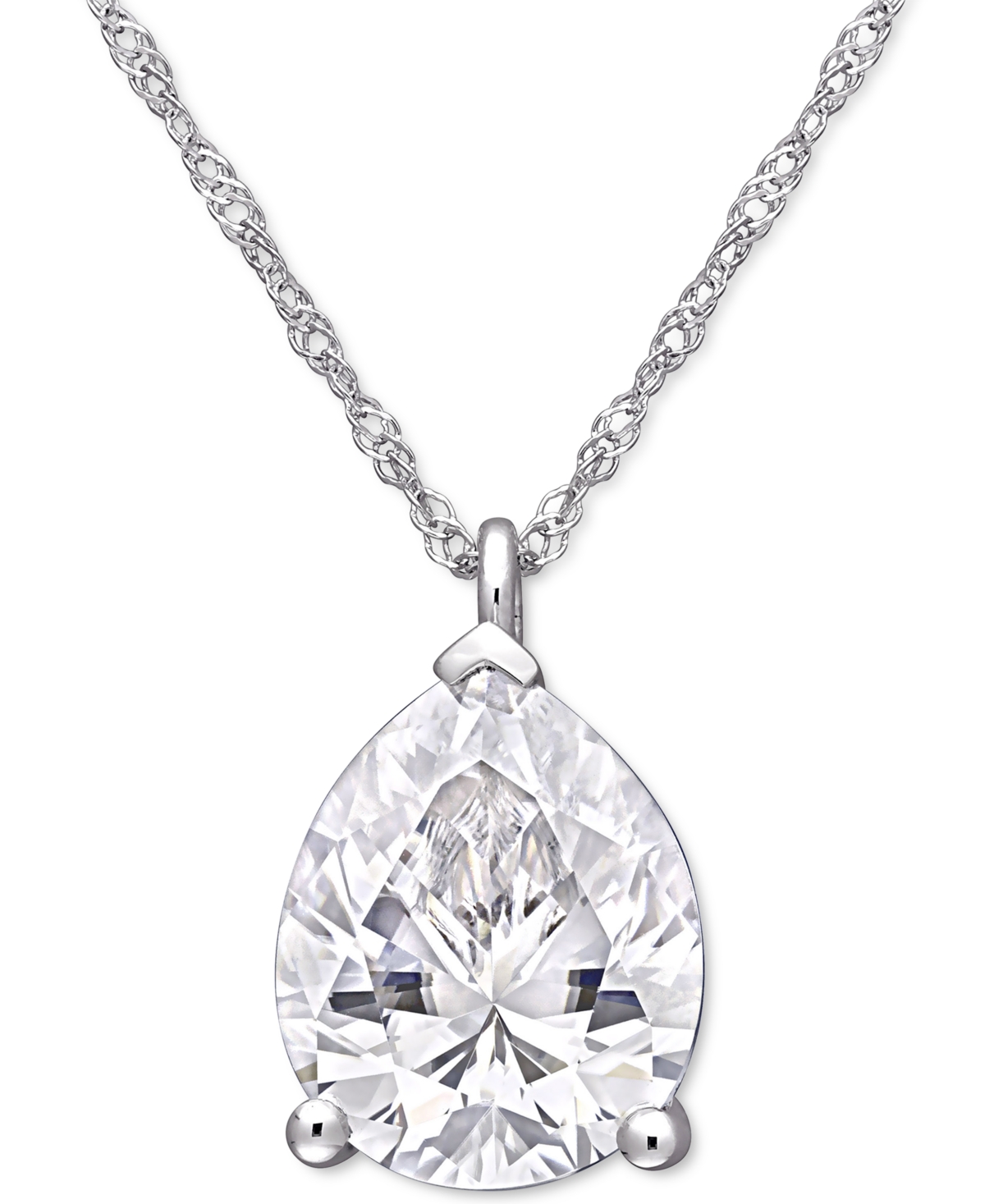 Click here for Lab-Created Moissanite Pear-Cut 17 Pendant Necklac... prices