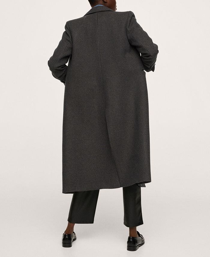 MANGO Women's Checked Wool-Blend Overcoat - Macy's