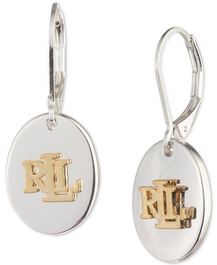Lauren Ralph Lauren Two Tone LRL Oval Drop Earrings - Macy's