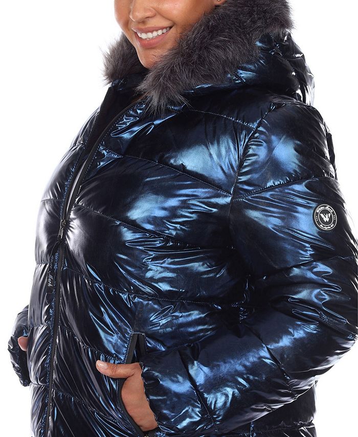 White Mark Plus Size Metallic Puffer Coat With Hoodie And Reviews Coats