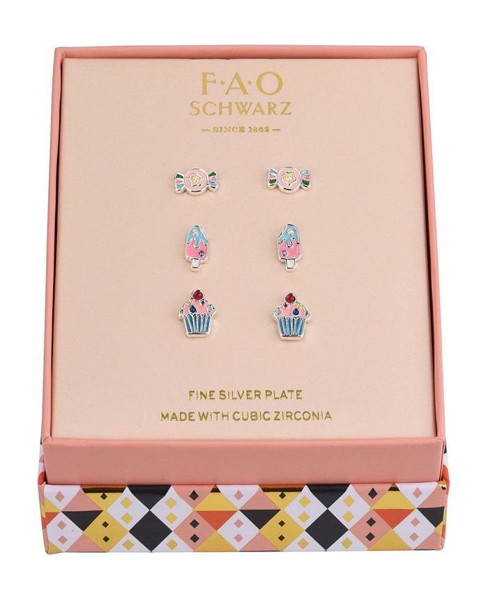 FAO Schwarz Fine Silver Plated Enamel Candy Popsicle and Cupcake Trio ...
