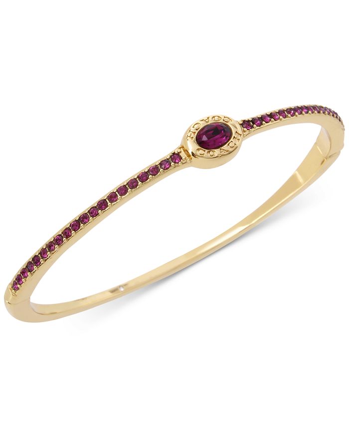 COACH Gold-Tone Signature Logo & Color Crystal Bangle Bracelet - Macy's