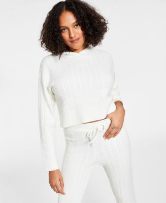 LEYDEN Cable-Knit Sweater Hoodie - Macy's