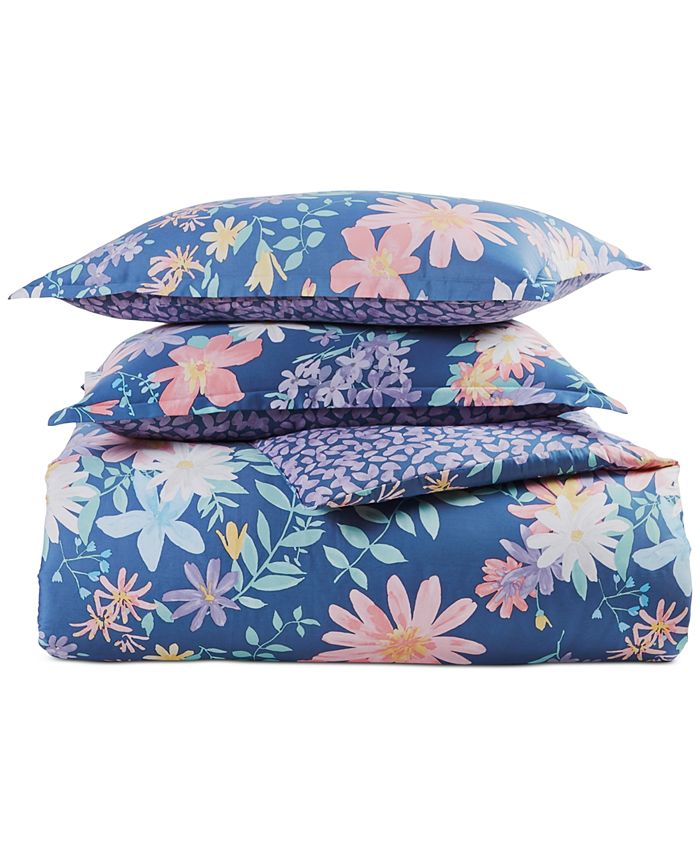Whim by Martha Stewart CLOSEOUT! Daphne Floral Reversible 3-Pc. Full/Queen Comforter Set ...