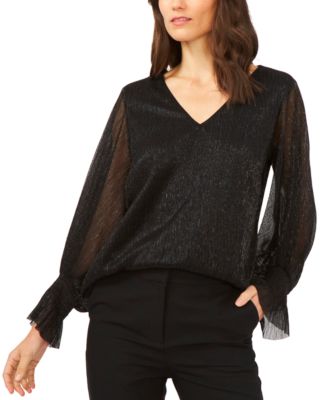 MSK Metallic Chiffon Top - Macy's