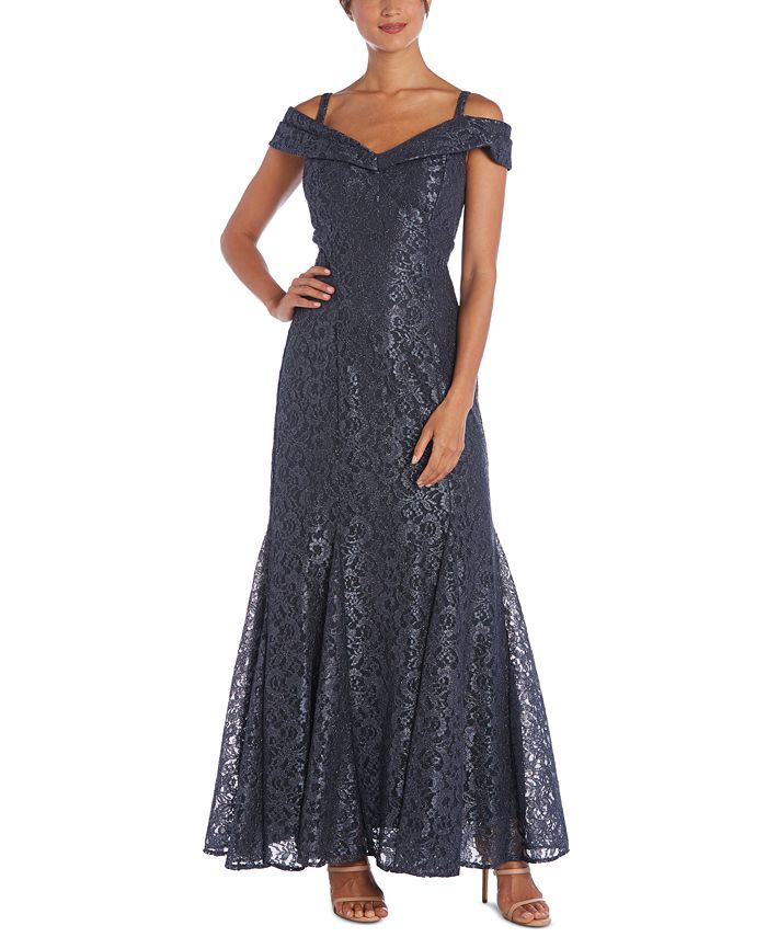 R And M Richards Off The Shoulder Lace Gown Macys
