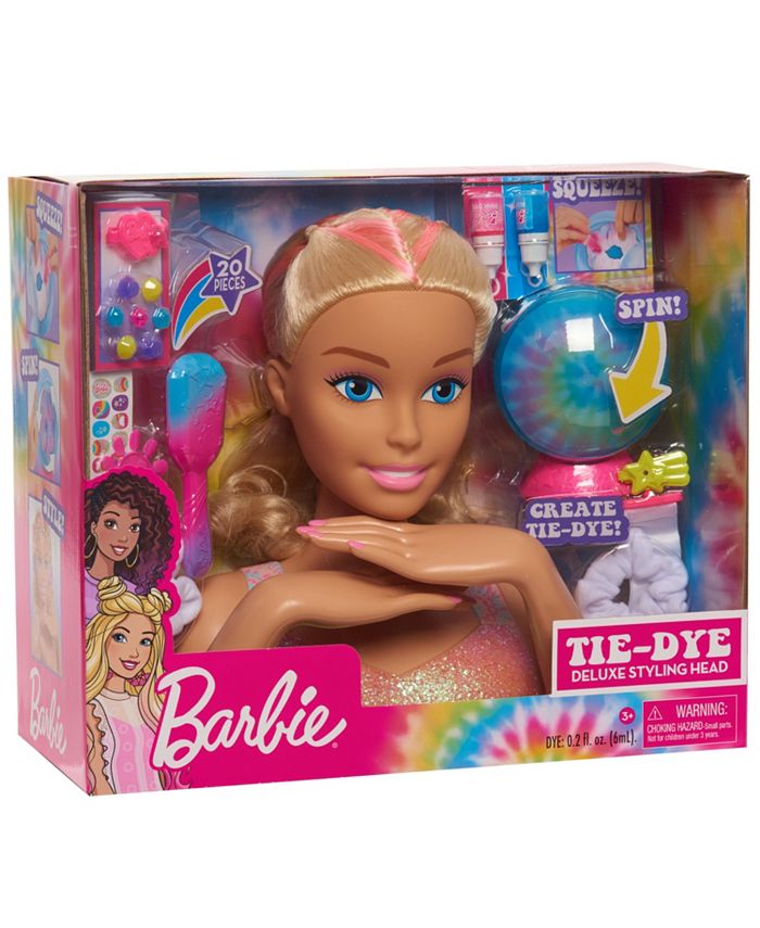 Barbie Tie-Dye Deluxe 22-Piece Styling Head, Blonde Hair, Includes 2 ...