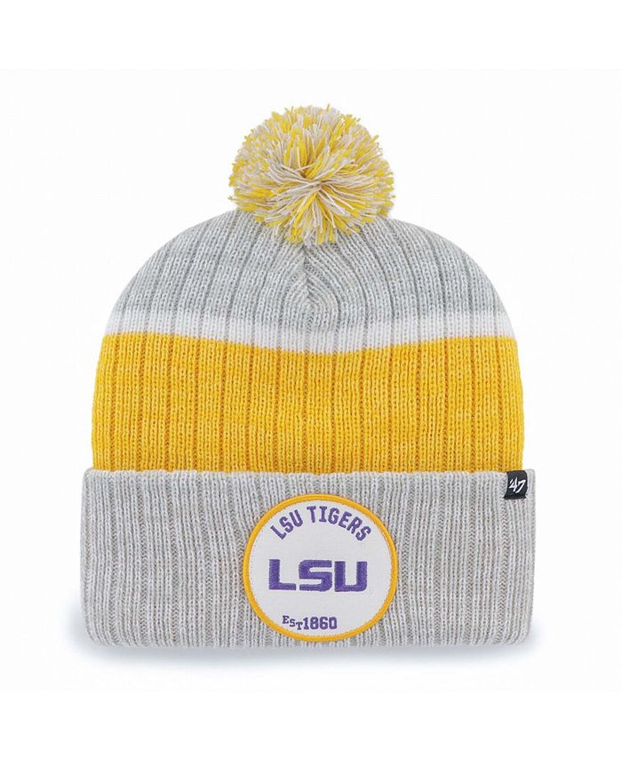 '47 Brand Men's Gray LSU Tigers Holcomb Cuffed Knit Hat with Pom - Macy's
